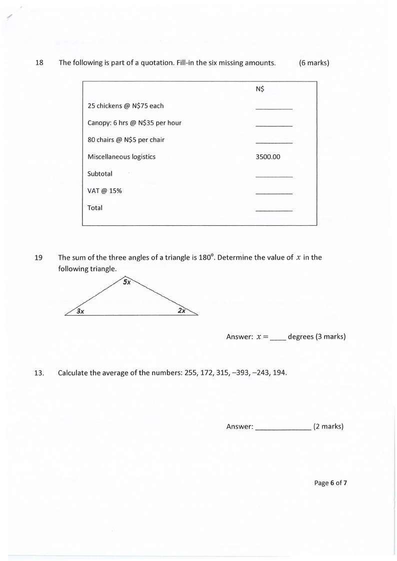 Mature Age Entry Test - Numeracy - August 2016 :: NUST past examination ...