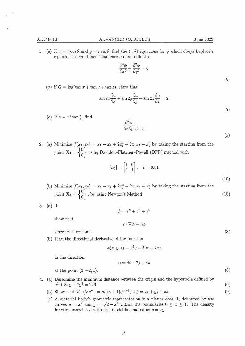 ADC801S - ADVANCE CALCULUS - 1ST OPP - JUNE 2023 :: NUST past ...