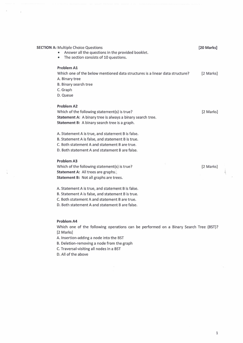 DSA711S - DATA STRUCTURES AND ALGORITHMS 2 - 1ST OPP - JUNE 2023 :: NUST past examination papers ...