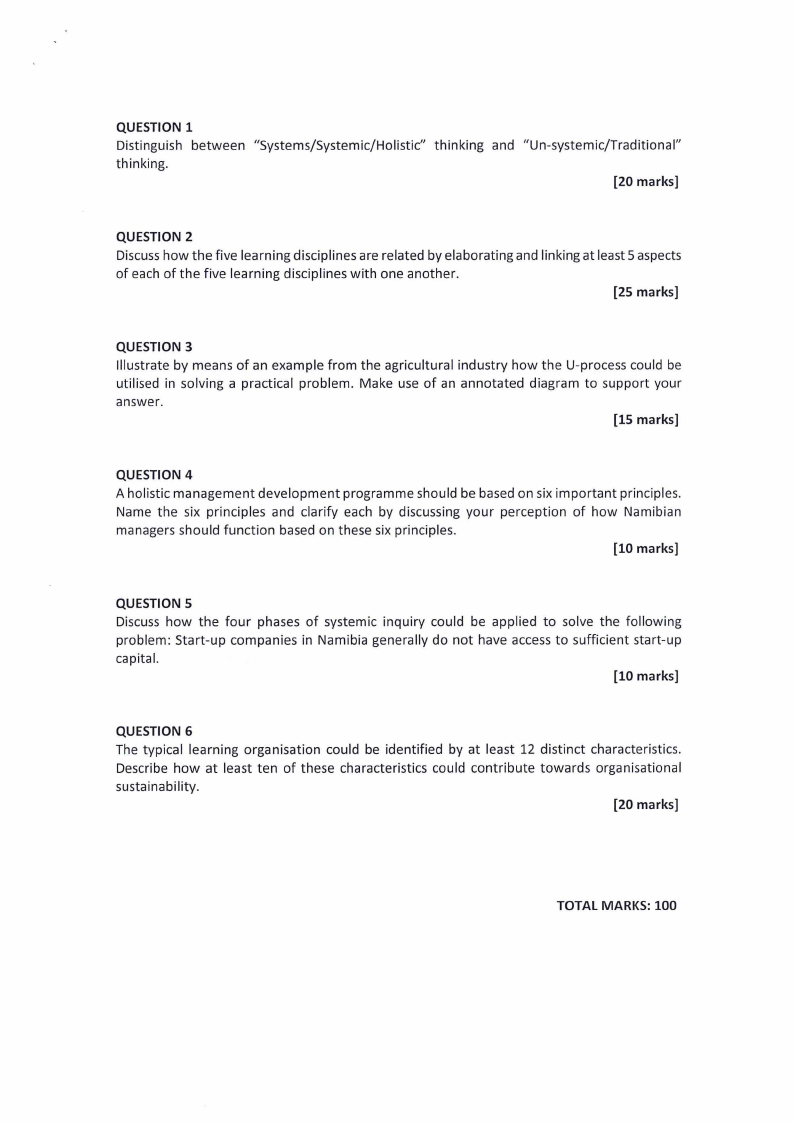 BST611S - Systems Thinking -1st Opp - June 2022 :: NUST past ...