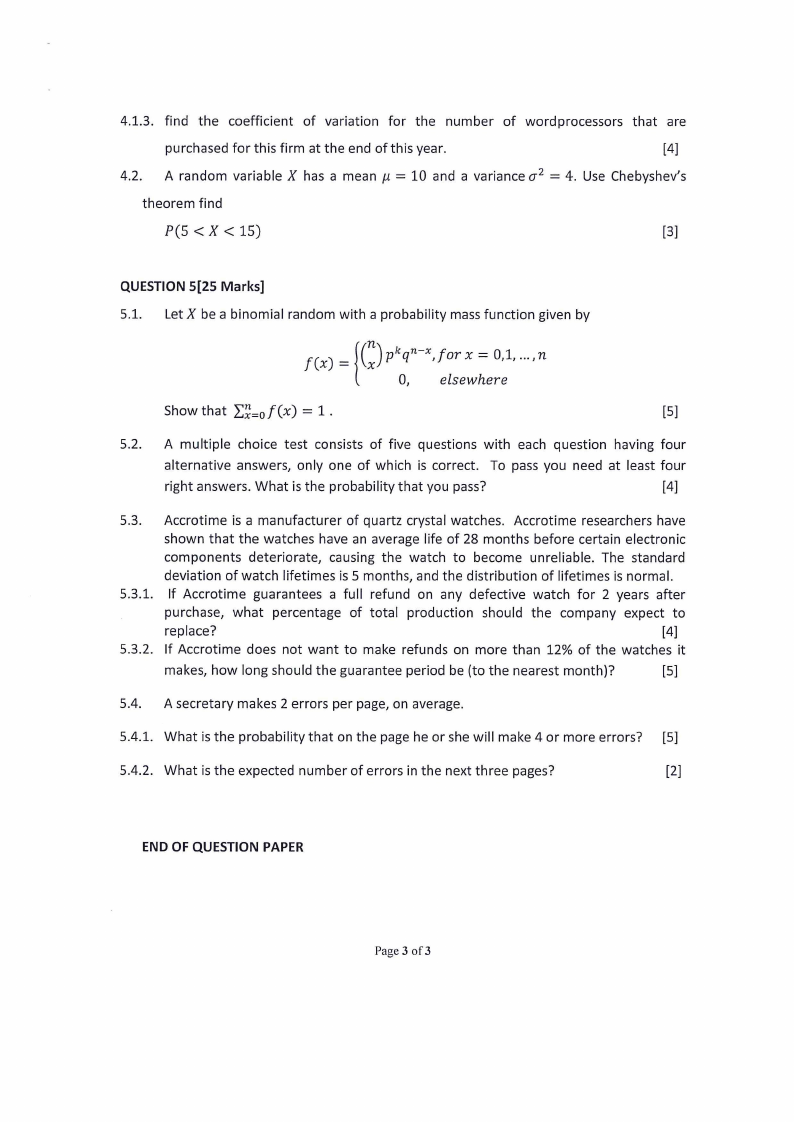 PBT501S - PROBABILITY THEORY 1 - 1ST OPP - JUNE 2022 :: NUST past examination papers between ...