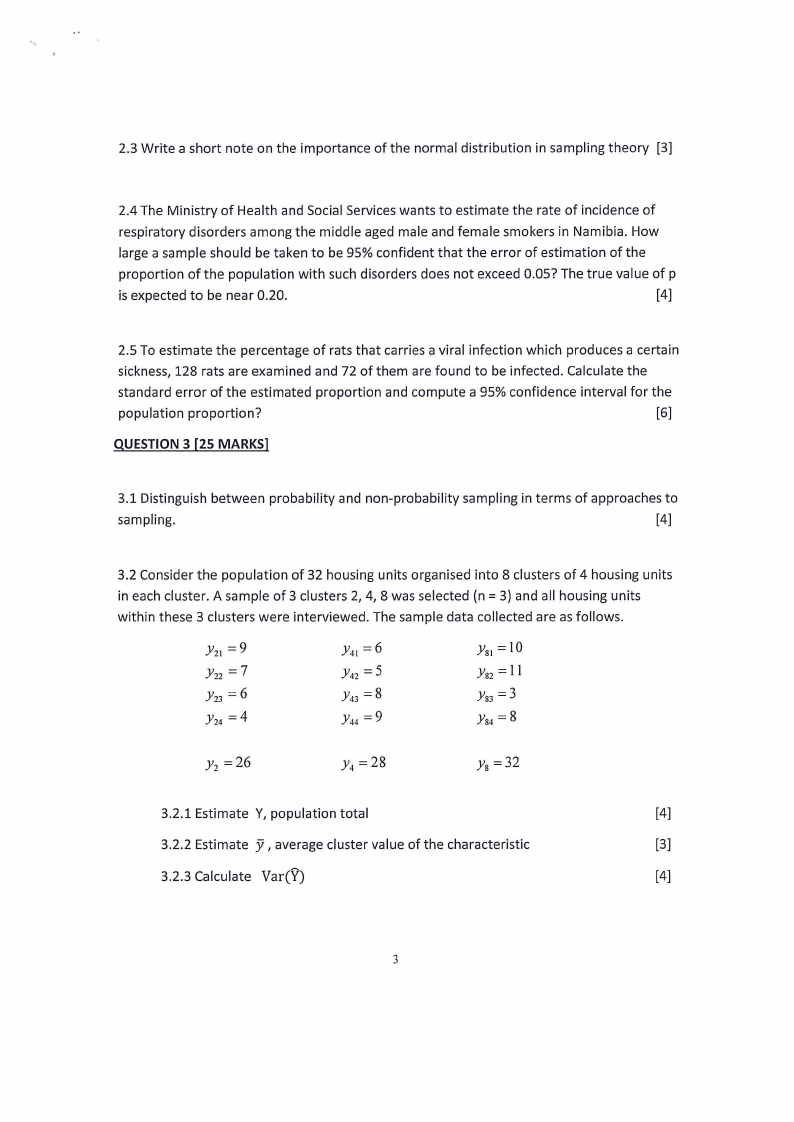 SMS701S - SURVEY METHODS AND SAMPLING TECHNIQUES - 2ND OPP - JULY 2022 :: NUST past examination ...