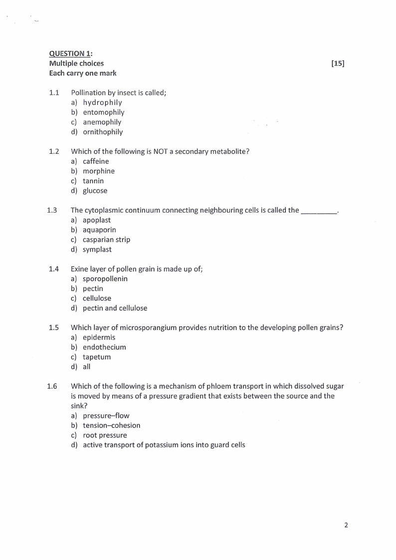 PSF602S - PLANT STRUCTURE AND FUNCTION - 1ST OPP -NOV 2022 :: NUST past ...
