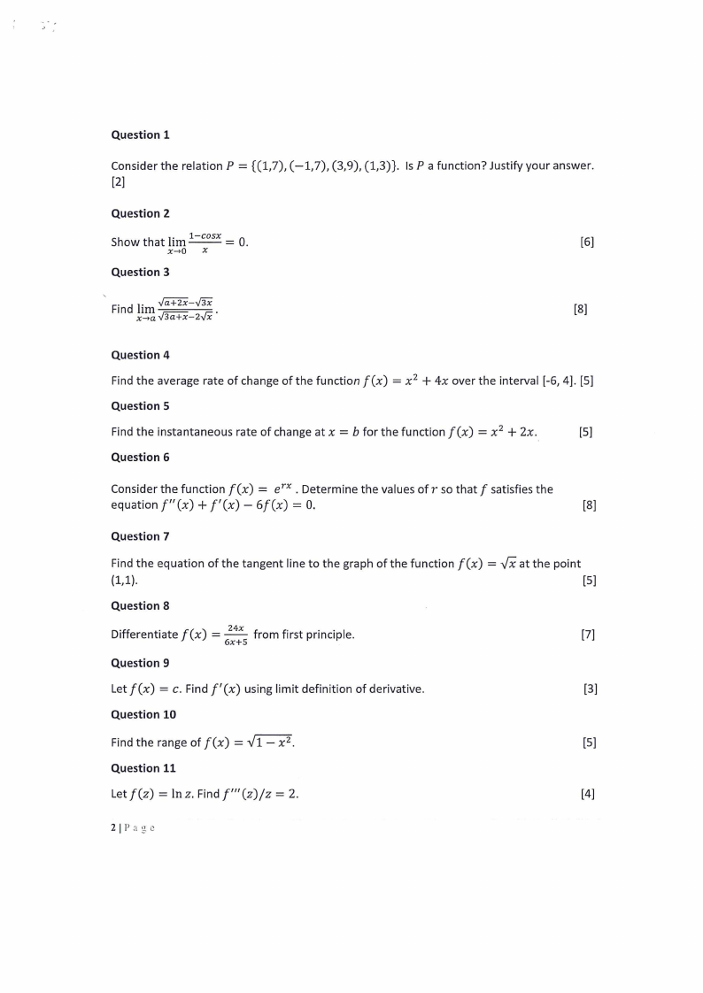 CLS502S - CALCULUS 1 - 1ST OPP - JUNE 2022 :: NUST past examination ...