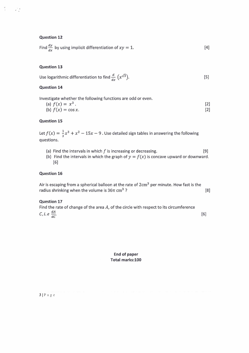 CLS502S - CALCULUS 1 - 1ST OPP - JUNE 2022 :: NUST past examination ...