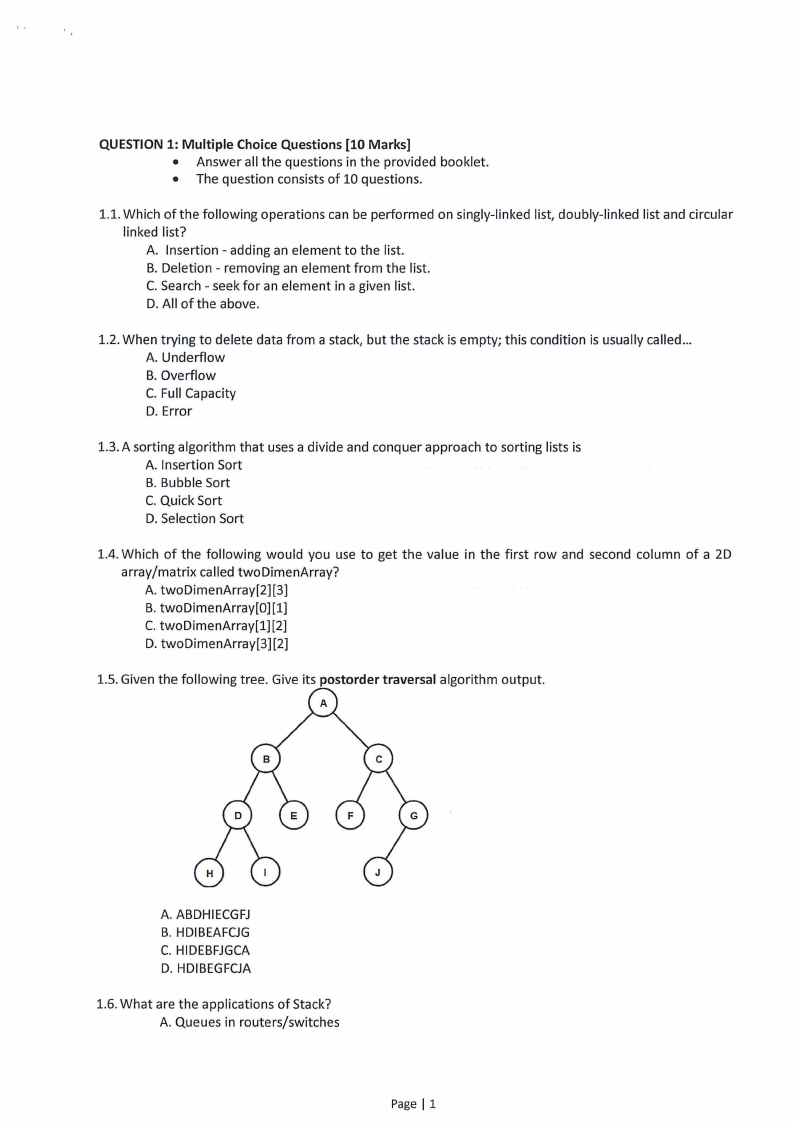 DSA521S - DATA STRUCTURES AND ALGORITHMS 1 - 1ST OPP - NOV 2022 :: NUST ...