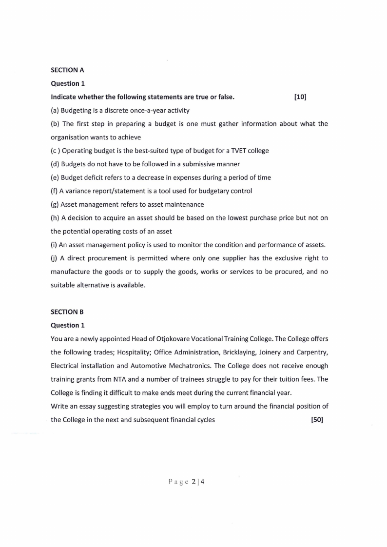 BMT620S - BUDGET AND ASSET MANAGEMENT - 1ST OPP - NOVEMBER 2022 :: NUST ...
