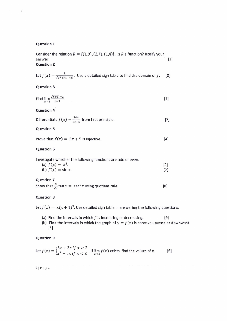 CLS502S - CALCULUS 1 - 2ND OPP - JULY 2022 :: NUST past examination ...
