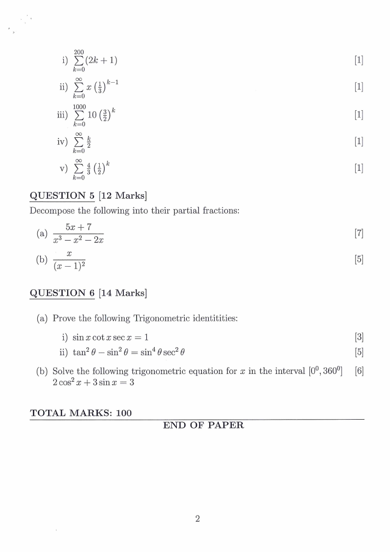 AAT501S - ALGEBRA AND TRIGONOMETRY - 1st OPP - JUNE 2022 :: NUST past ...