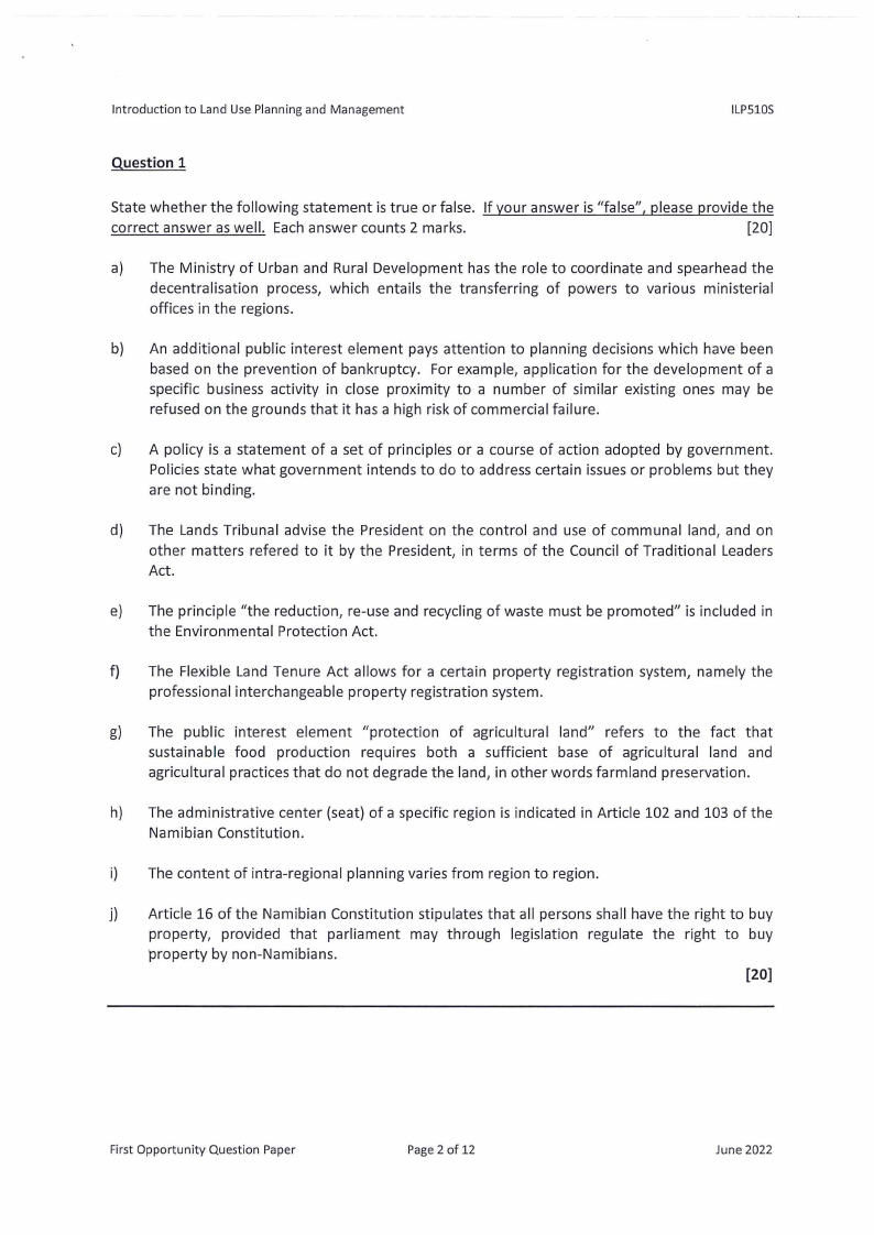 ILP510S - INTRO TO LAND USE PLANNING and MAN - 1ST OPP - JUNE 2022 ...