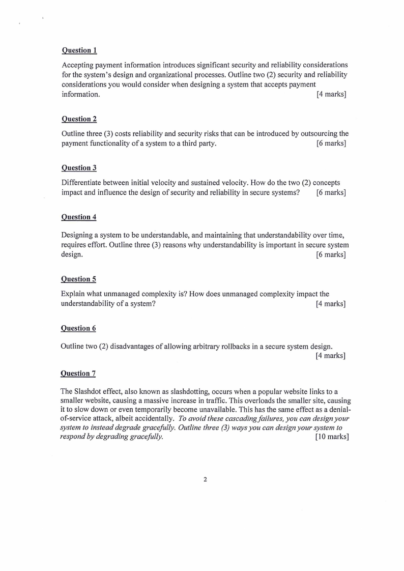 SSS810S - SECURE SYSTEMS - 1ST OPP - JUNE 2022 :: NUST past examination ...