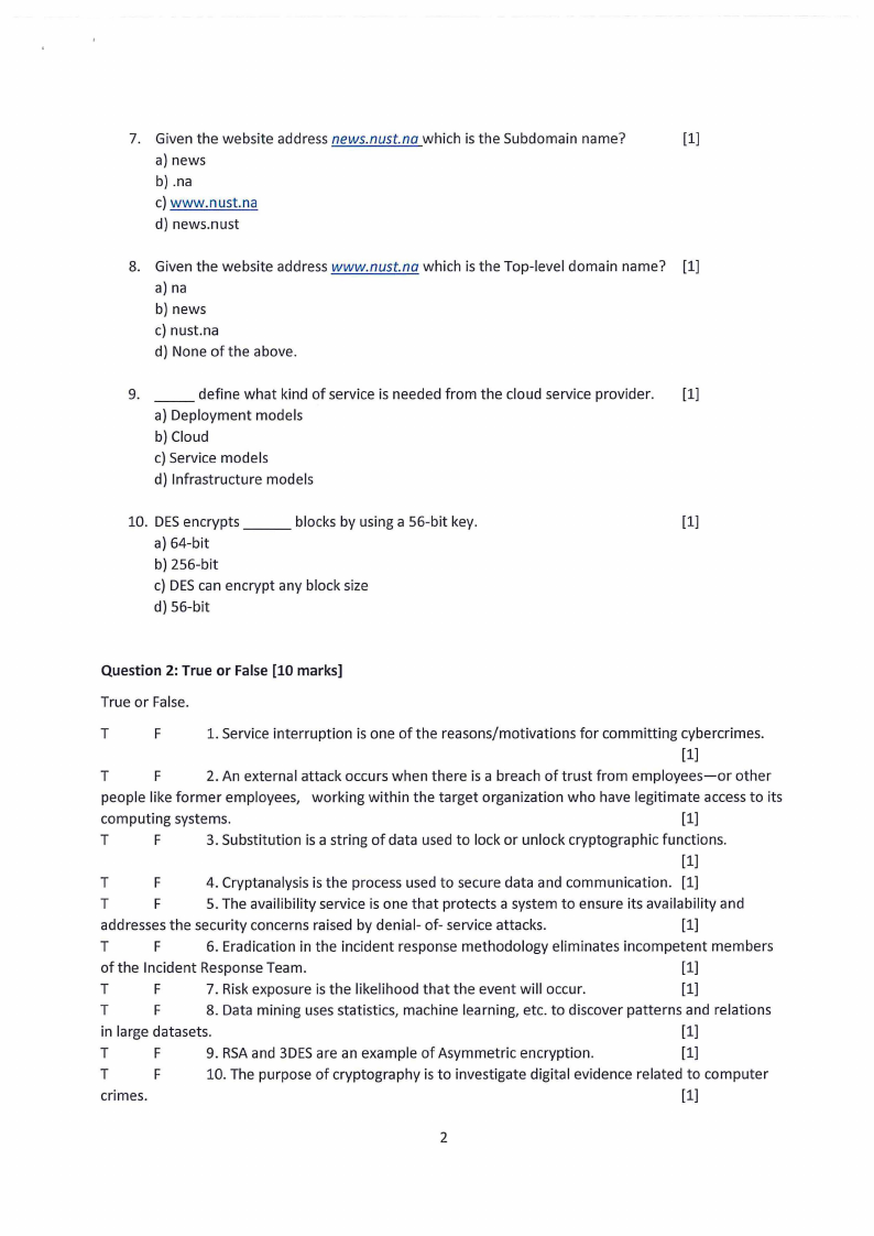 ISS610S - INFORMATION SYSTEMS SECURITY - 2ND OPP - JULY 2022 :: NUST ...
