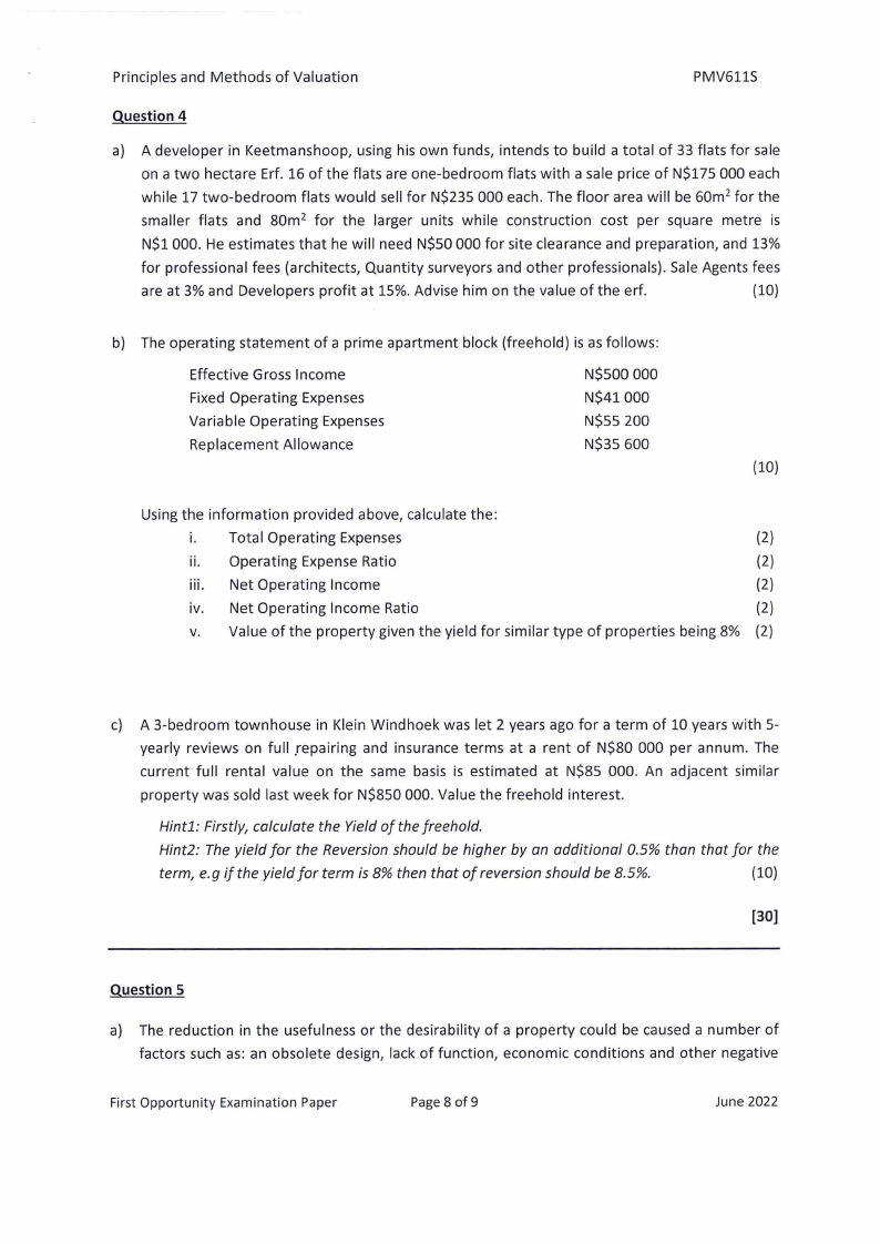 PMV611S- PRINCIPLES AND METHODS OF VALUATION - 1ST OPP - JUNE 2022 ...
