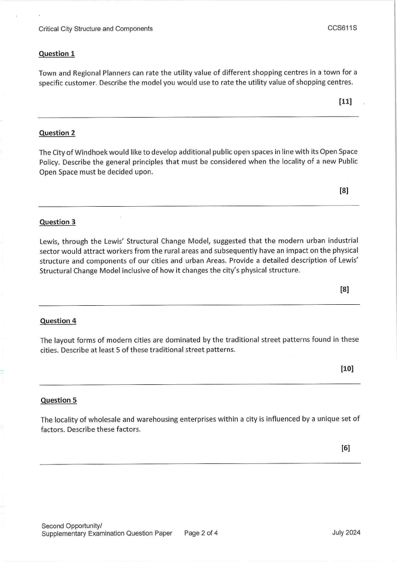 CCS611S - CRITICAL CITY STRUCTURE AND COMPONENTS - 2ND OPP - JULY 2024 ...