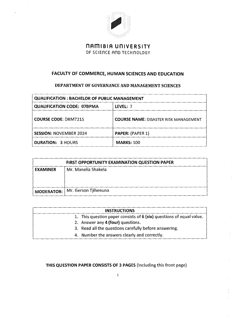 FPT510S - FOOD PRODUCTION THEORY - 1ST OPP - JUNE 2022 :: NUST past ...
