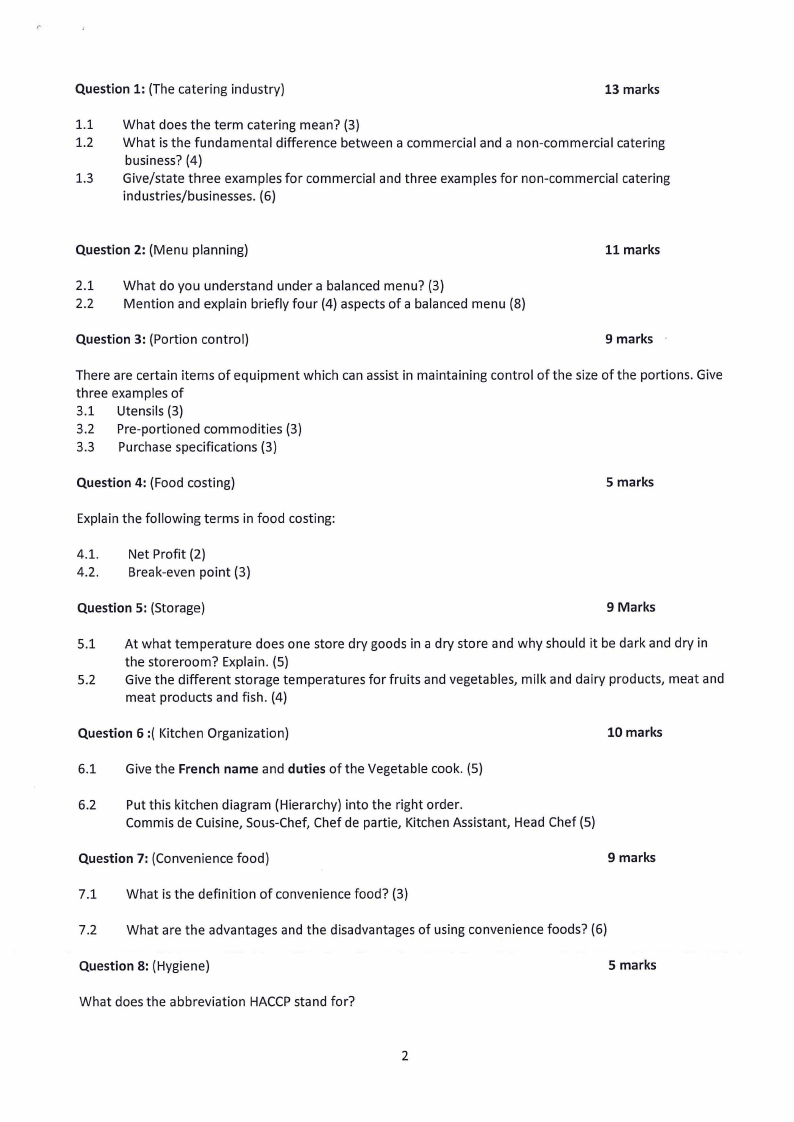 FPT510S - FOOD PRODUCTION THEORY - 1ST OPP - JUNE 2023 :: NUST past ...