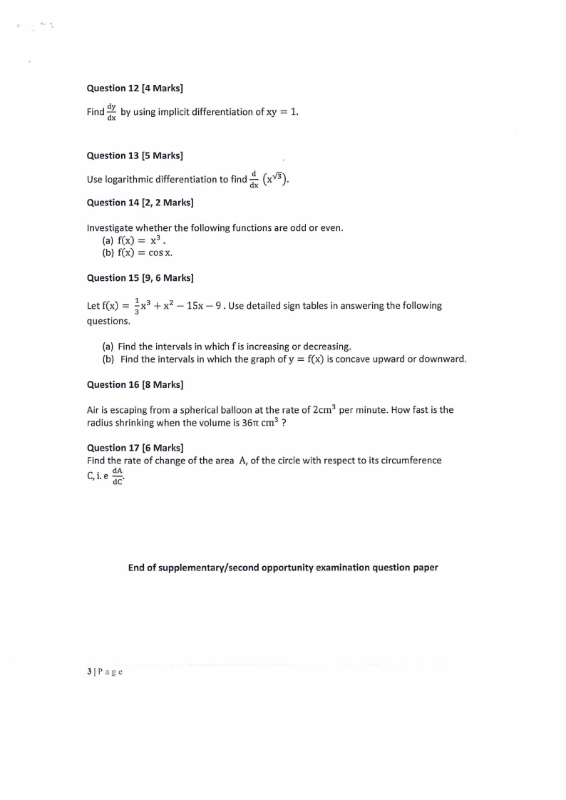 CLS502S - CALCULUS 1 - 2ND OPP - JULY 2023 :: NUST past examination ...