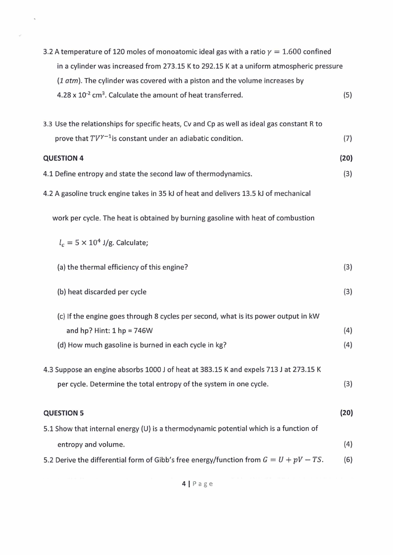 TPH601S - THERMAL PHYSICS - 1ST OPP- JUNE 2023 :: NUST past examination ...
