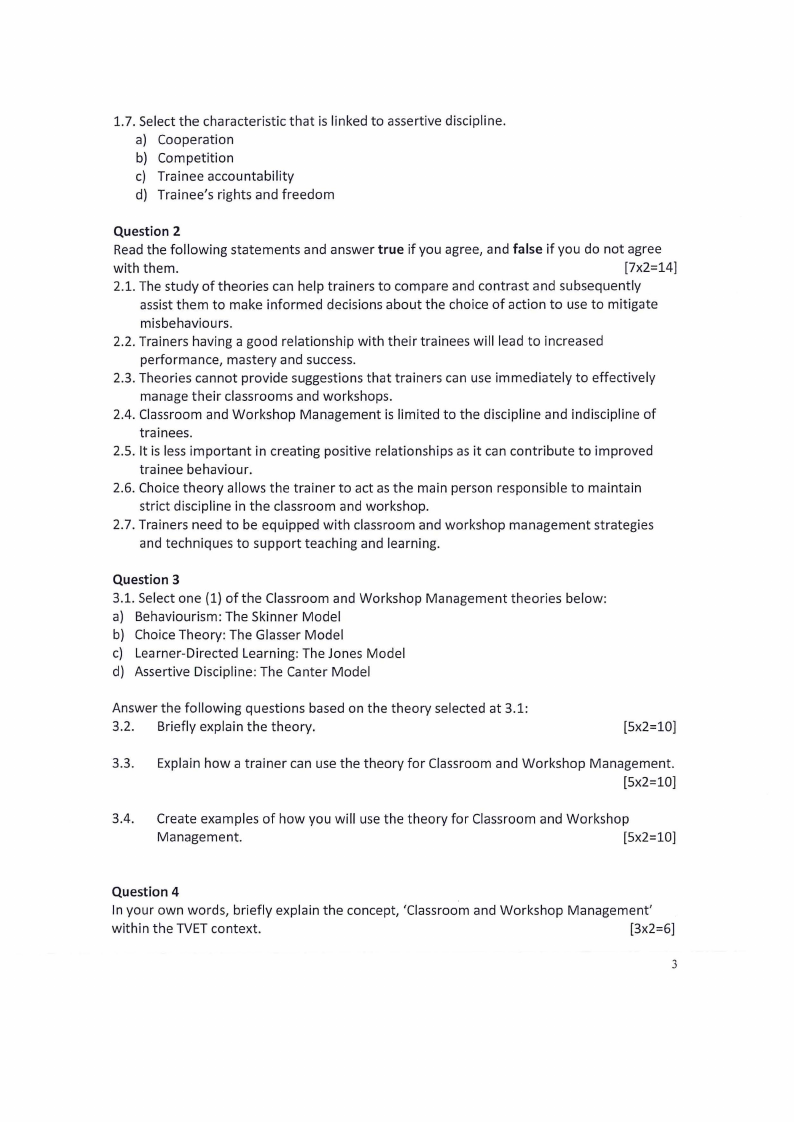 CWM510S - CLASSROOM AND WORKSHOP MANAGEMENT - 1ST OPP - JUNE 2022 ...