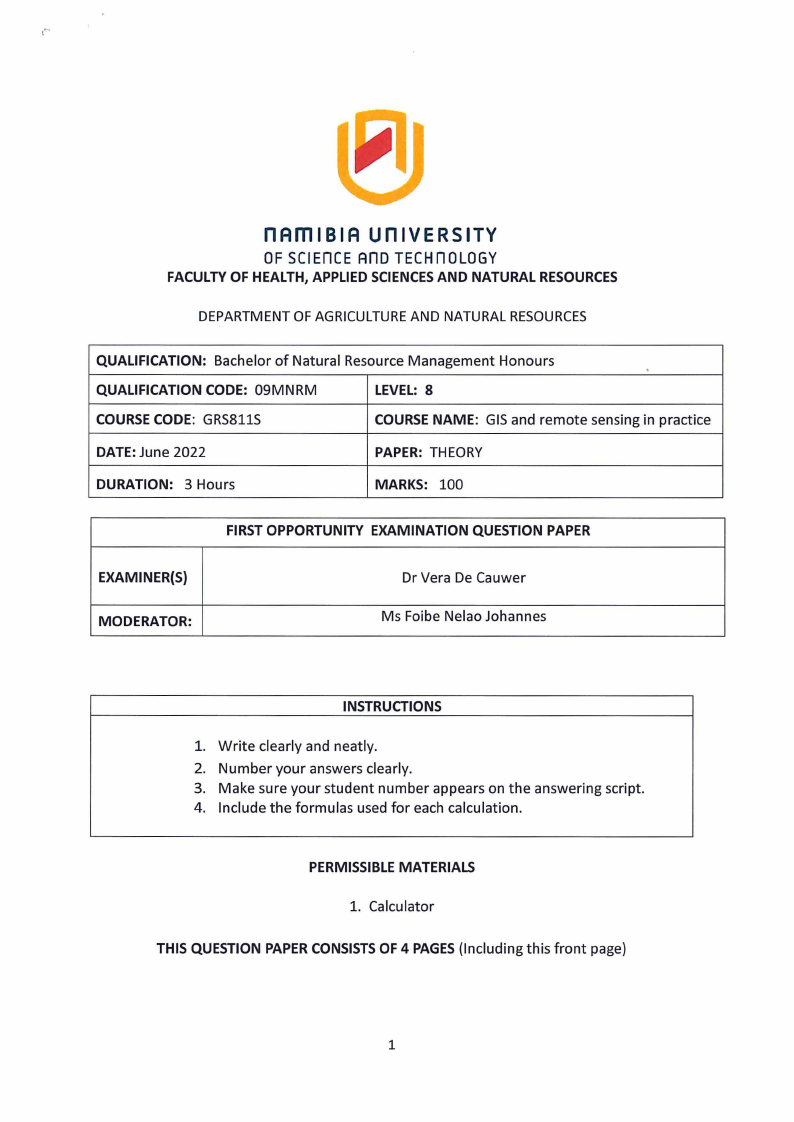 GRS811S - GIS and REMORE SENSING IN PRACTICE - 1st Opp - JUNE 2022 ...