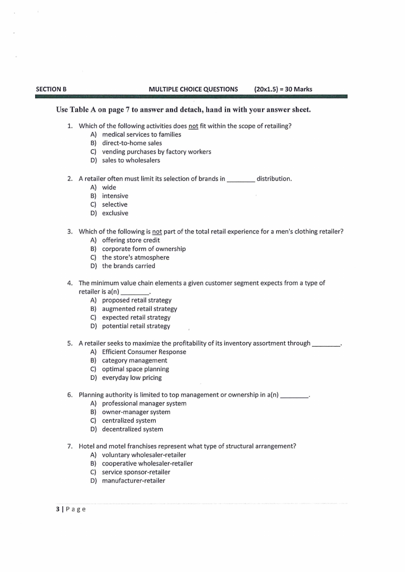 BRM711C- RETAIL MANAGEMENT- 2ND OPP- NOV 2023 :: NUST past examination ...