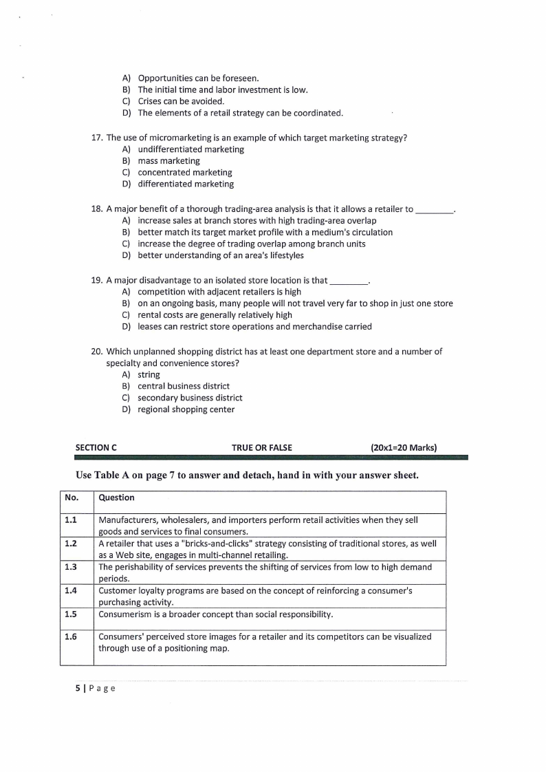 BRM711C- RETAIL MANAGEMENT- 2ND OPP- NOV 2023 :: NUST past examination ...
