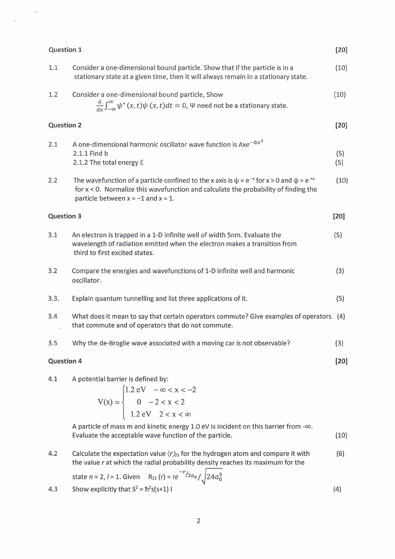 QPH702S - QUANTUM PHYSICS - 2ND OPP - JAN 2023 :: NUST past examination ...