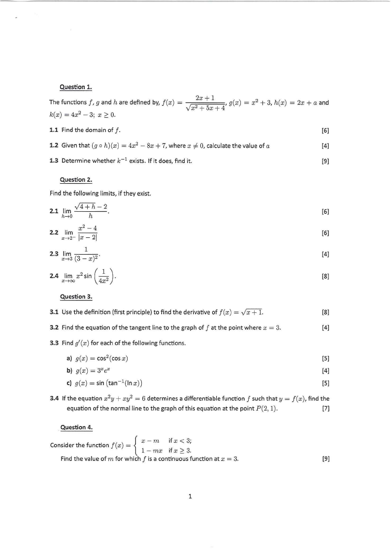 CLS502S - CALCULUS 1 - 2ND OPP - JANUARY 2024 :: NUST past examination ...
