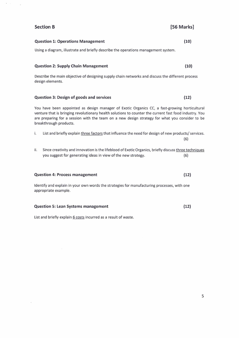 OPM611S - Operations Management - 1st Opp - June 2022 :: NUST past ...