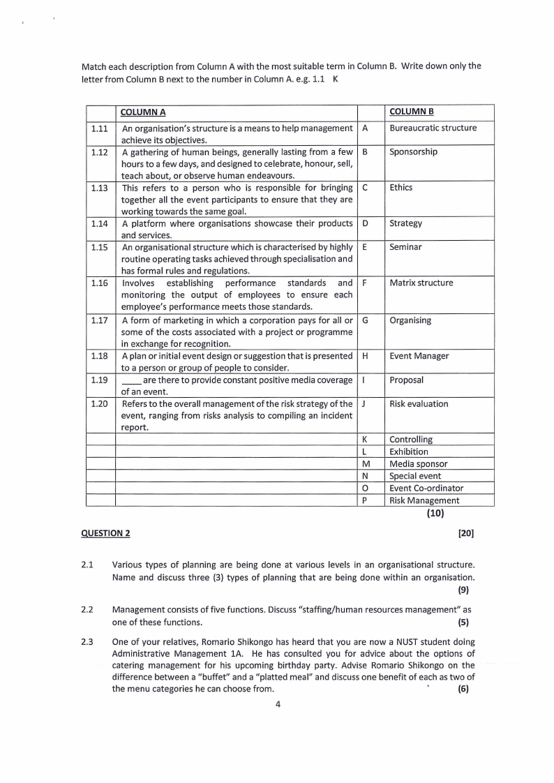 AMM511S - ADMINISTRATIVE MANAGEMENT 1A - 1ST OPP - JUNE 2022 :: NUST ...