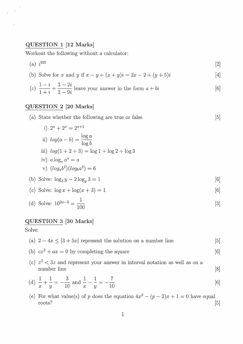 AAT501S - ALGEBRA AND TRIGONOMETRY - 1ST OPP - JUNE 2023 :: NUST past ...