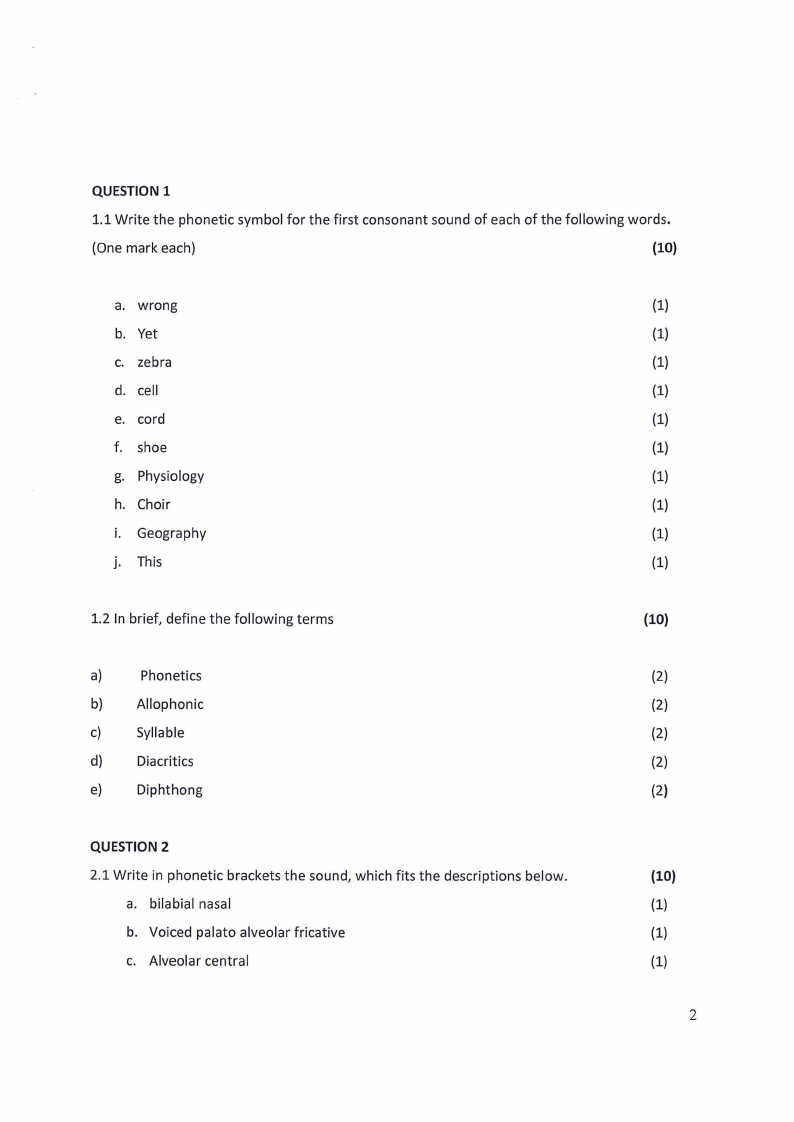 IPP521S - INTRODUCTION TO PHONETICS AND PHONOLOGY - 1ST OPP - NOVEMBER ...