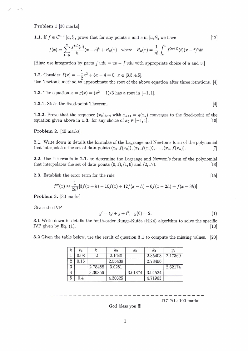 NUM701S - NUMERICAL METHODS 1 - 1ST OPP - JUNE 2022 :: NUST past ...