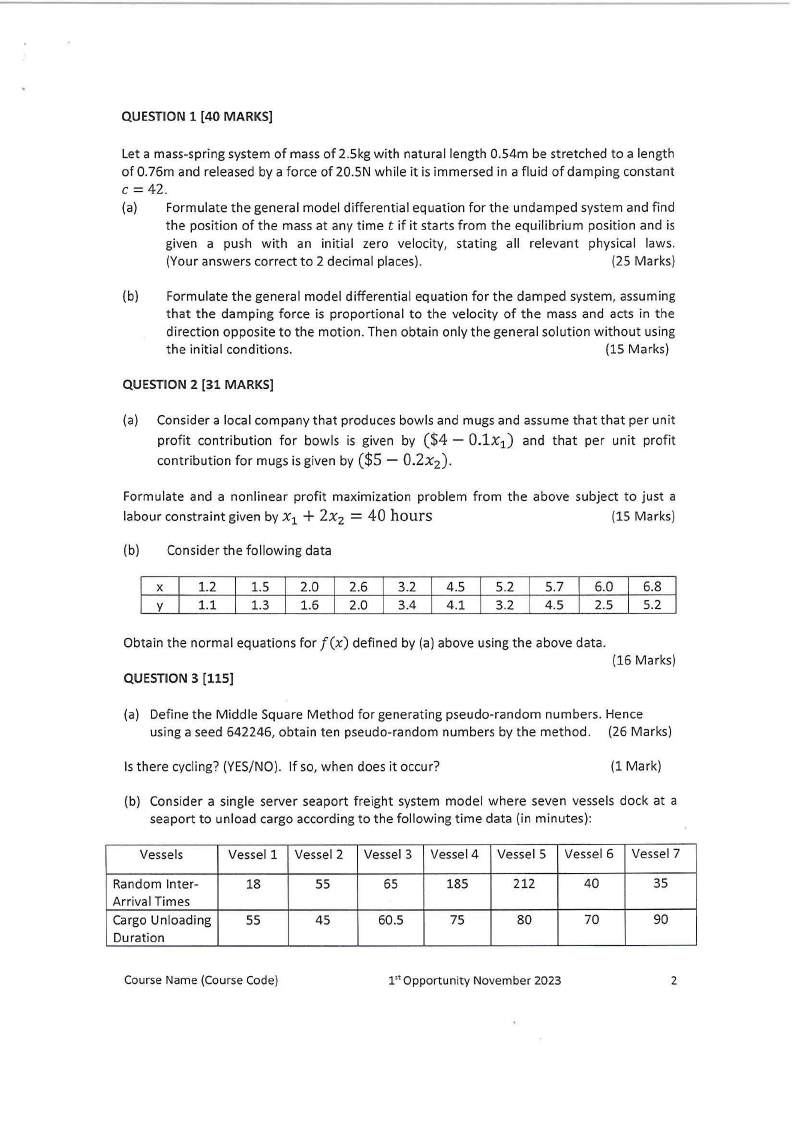 MMO702S - MATHEMATICAL MODELLING 2 - 2ND OPP - JANUARY 2024 :: NUST ...