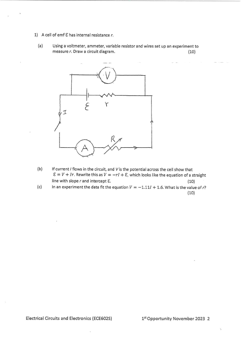 ECE602S - ELECTRICAL CIRCUITS AND ELECTRONICS - 1ST OPP - NOVEMBER 2023 ...