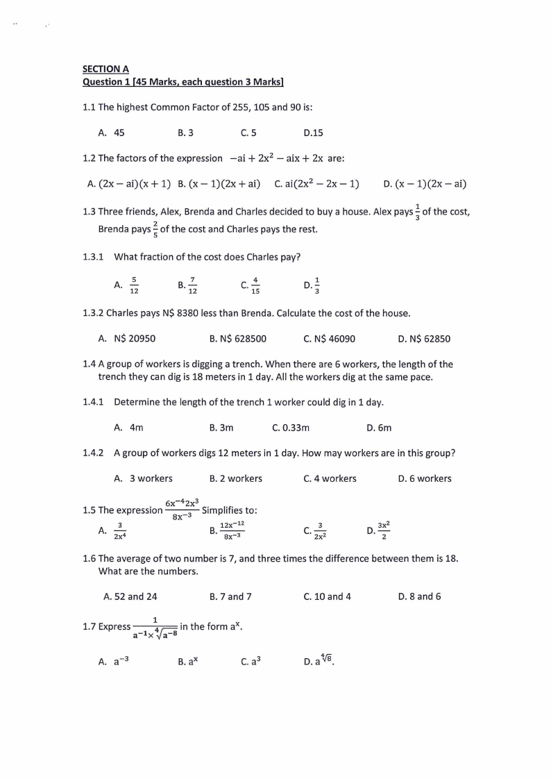 ITM511C-INTRODUCATION TO MATHEMATICS 1A-2ND OPP- NOV 2024 :: NUST past ...