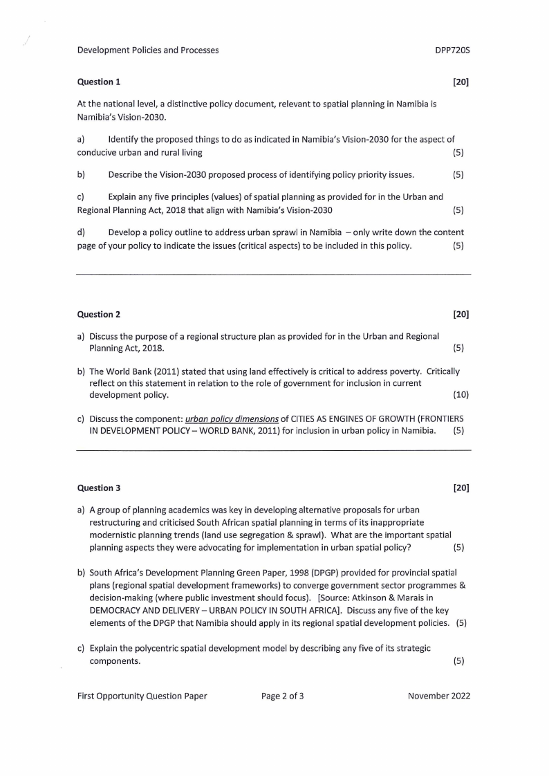 DPP720S - DEVELOPMENT POLICIES AND PROCESSES - 1ST OPP - NOV 2022 ...