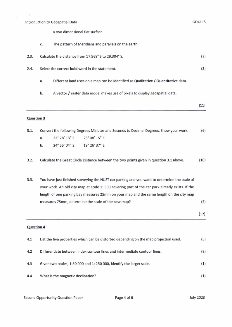 IGD411S - INTRODUCTION TO GEOSPATIAL DATA - 2ND OPP - JULY 2023 :: NUST ...