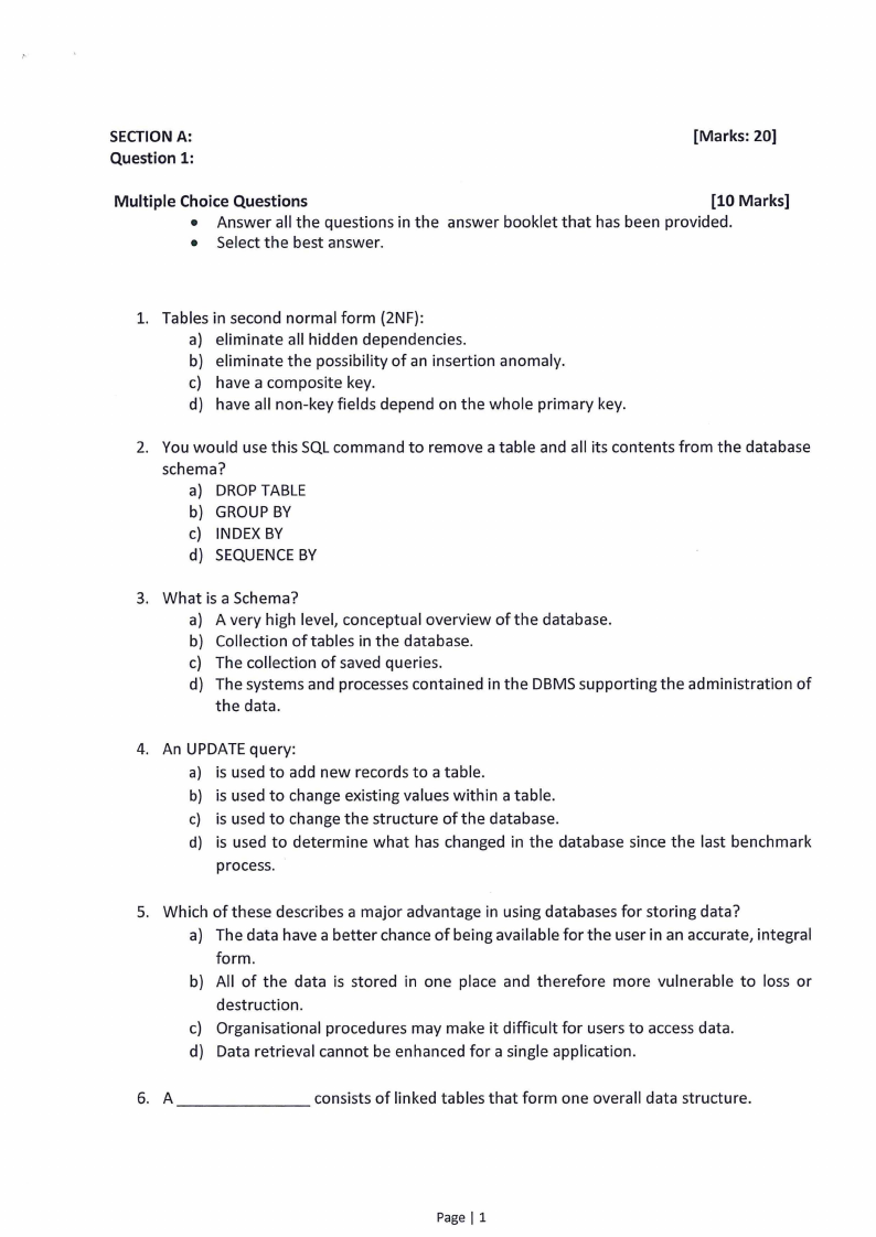 DBF510S - DATABASE FUNDAMENTALS - 2ND OPP - JULY 2023 :: NUST past examination papers between ...