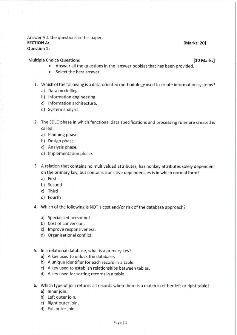 DBF510S - DATABASE FUNDAMENTALS - 2ND OPP - JULY 2024 :: NUST past examination papers between ...