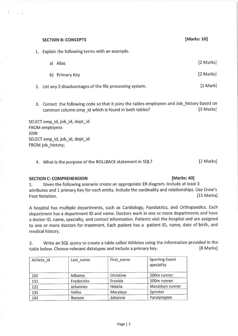 DBF510S - DATABASE FUNDAMENTALS - 2ND OPP - JULY 2024 :: NUST past examination papers between ...