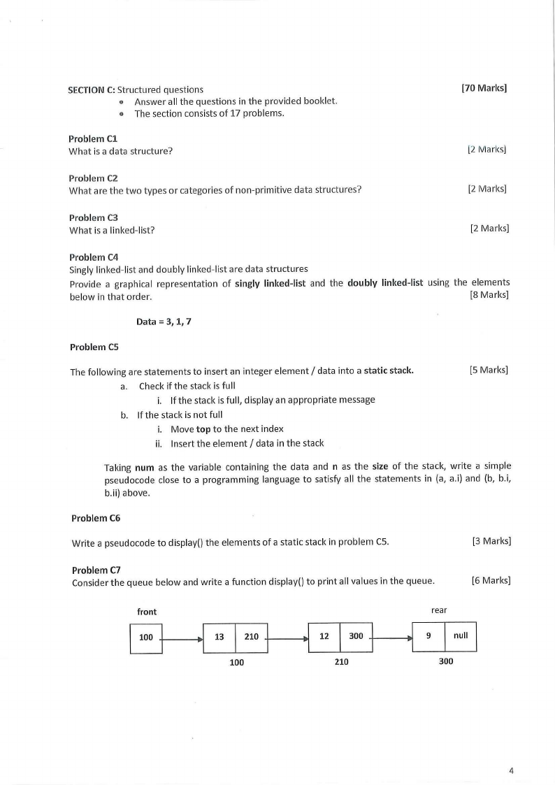 DSA521S - DATA STRUCTURES AND ALGORITHMS 1 - 1ST OPP - NOV 2023 :: NUST past examination papers ...