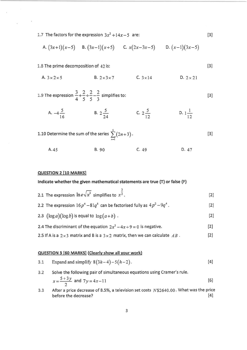 ITM111S - INTRODUCTION TO MATHEMATICS - 1ST OPP - NOVEMBER 2023 :: NUST ...
