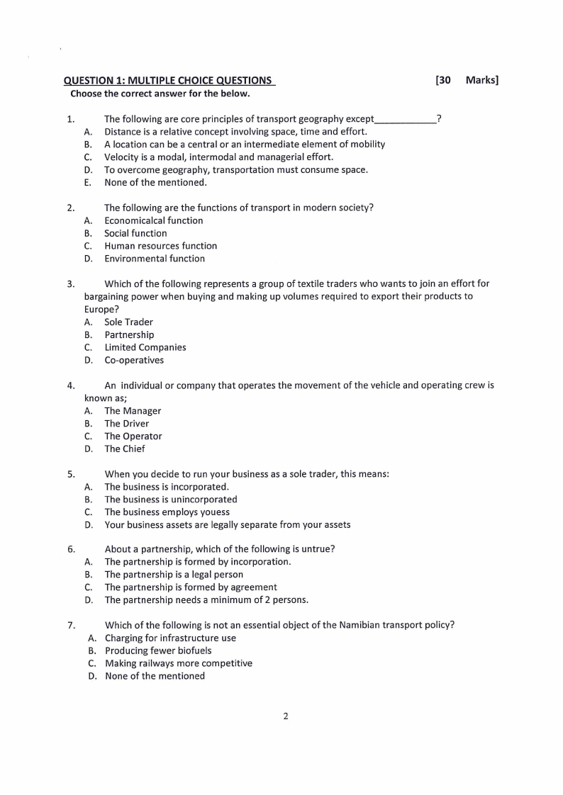 TOC621S - TRANSPORT OPERATIONS AND COSTING - 2ND OPP SUPL - JAN 2023 ...