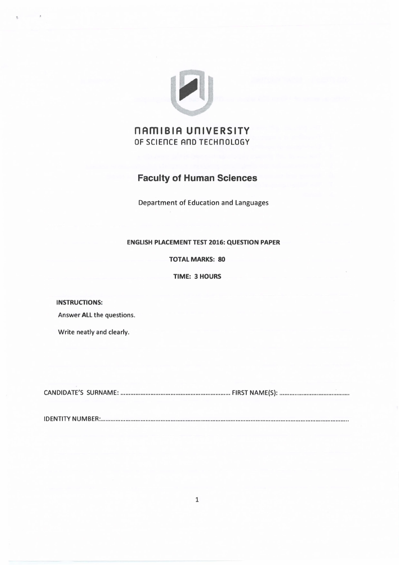 Mature Age Entry Test - English Placement Test - August 2016 :: NUST ...