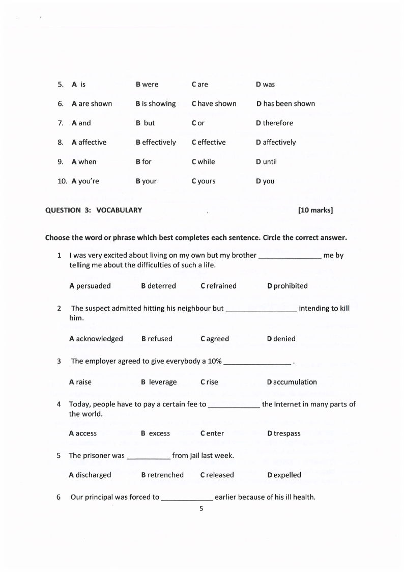 Mature Age Entry Test - English Placement Test - August 2016 :: NUST ...