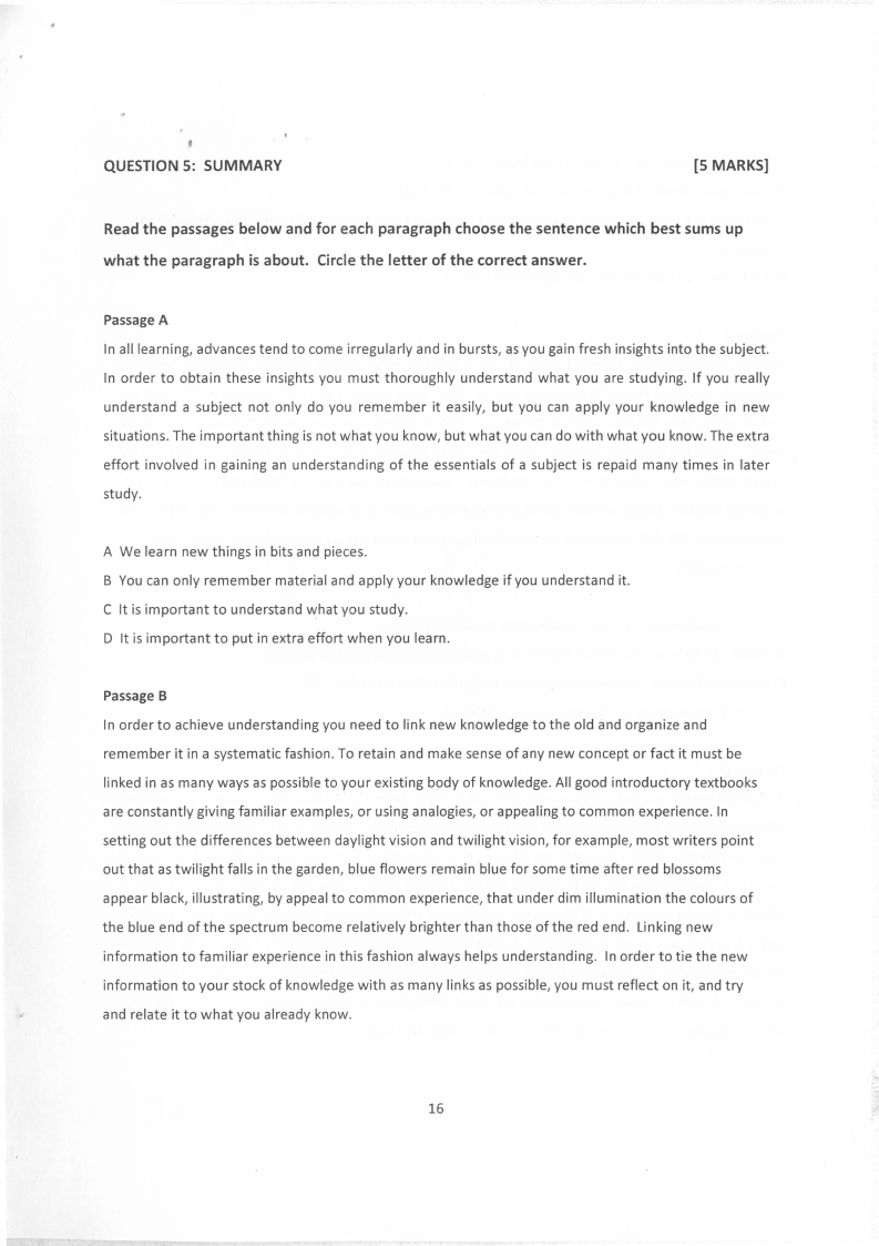 Mature Age Entry Test - English Placement Test - August 2021 :: NUST ...