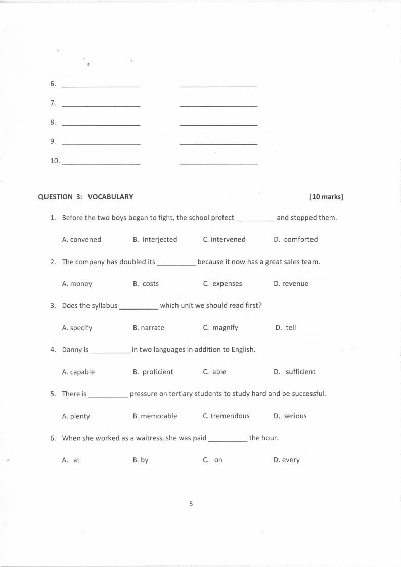 Mature Age Entry Test - English Placement Test - August 2021 :: NUST ...