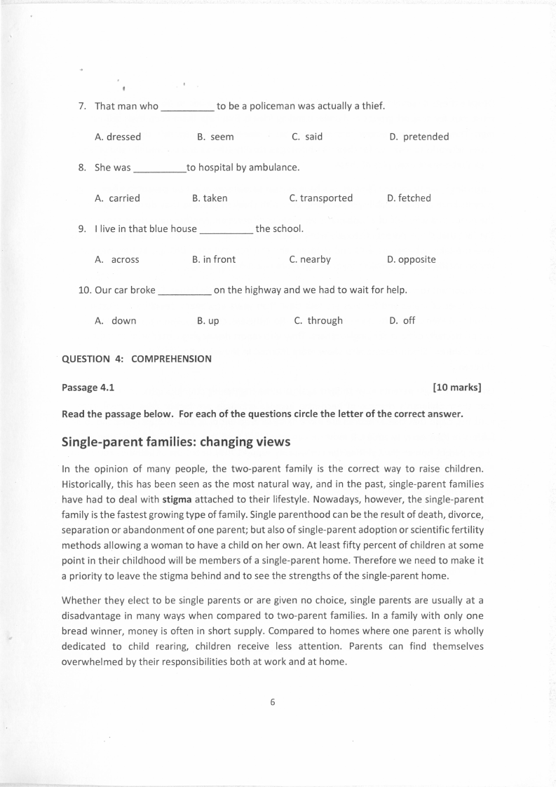 Mature Age Entry Test - English Placement Test - August 2021 :: NUST ...