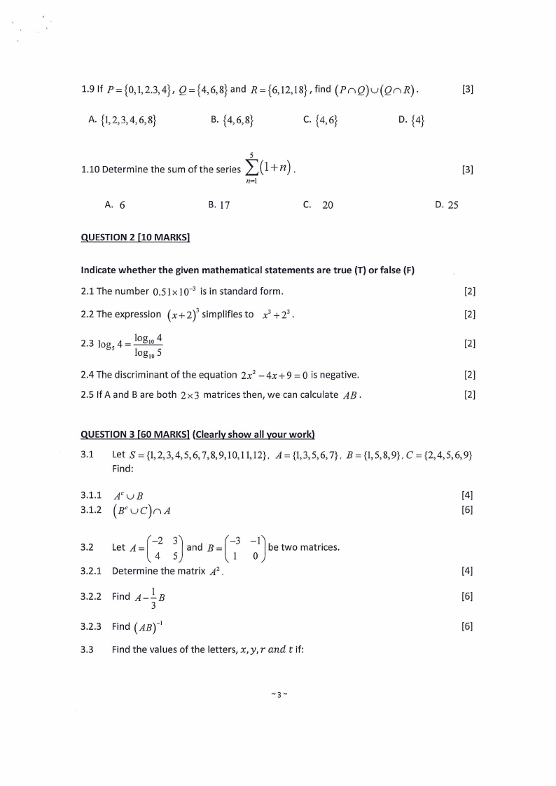 ITM111S - INTRODUCTION TO MATHEMATICS - 2ND OPP - JULY 2022 :: NUST past examination papers ...